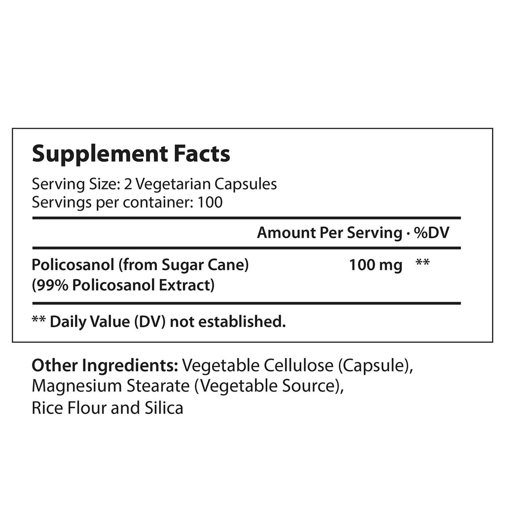 Policosanol 100mg - 200 Vegetarian Capsules